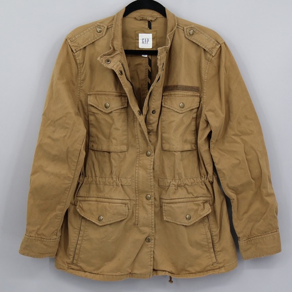 GAP | Jackets & Coats | Gap Khaki Utility Jacket Mens M Tan Chore Coat ...